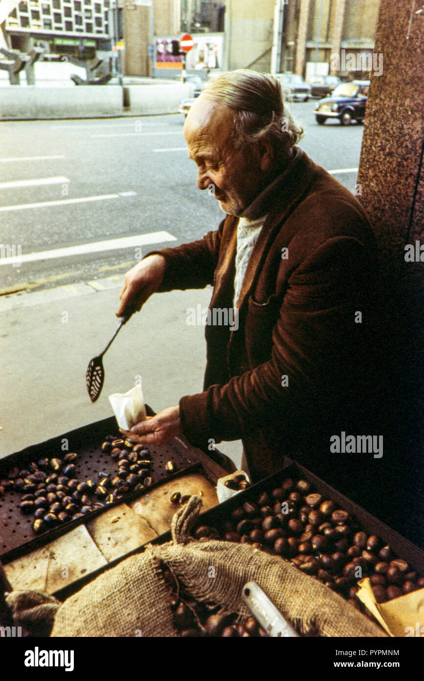 Roasted Chestnut seller, London during the 1960s Colin Maher/Simon ...