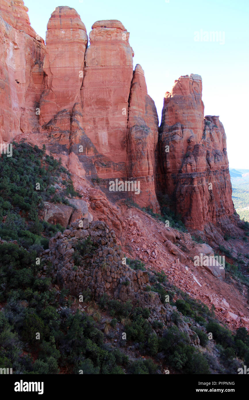 At the summit of Cathedral Rock Trail, 4,967 feet, with red rock ...