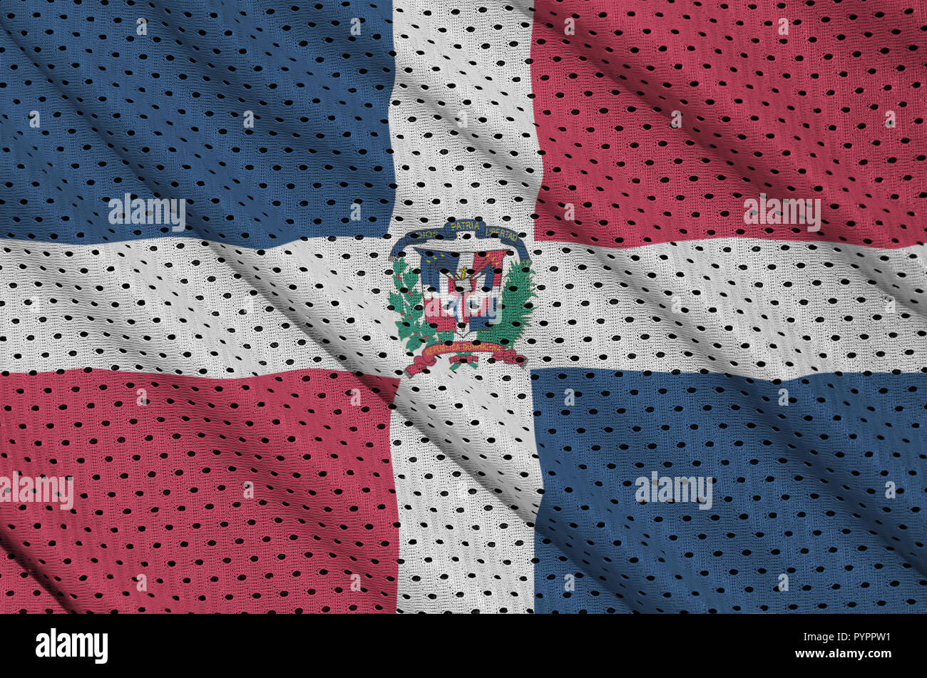 Dominican Republic flag printed on a polyester nylon sportswear mesh ...