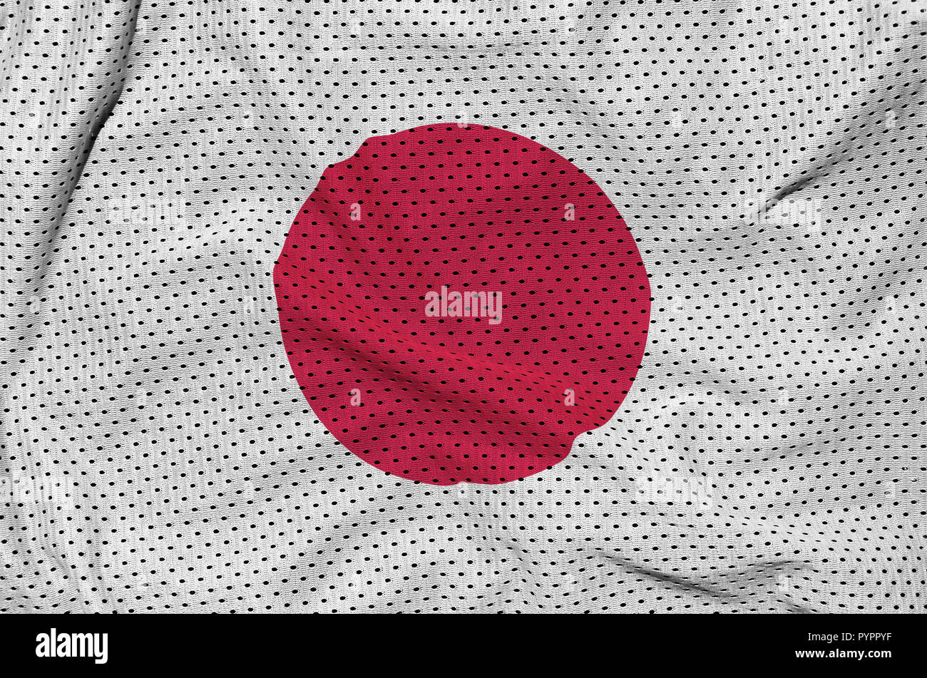 Japan flag printed on a polyester nylon sportswear mesh fabric with ...