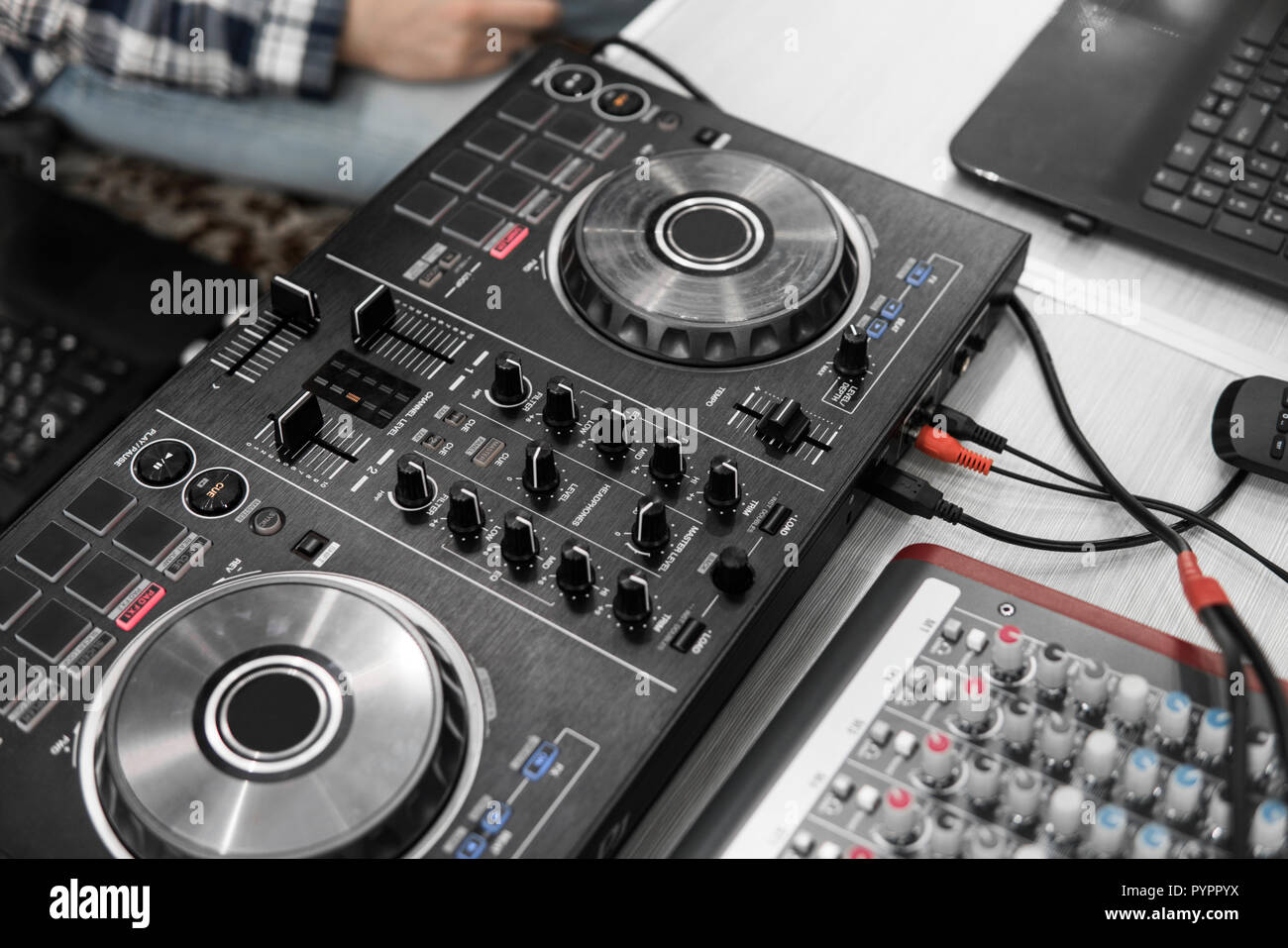 DJ remote control. Dj audio controller. Electronic turntable Stock ...