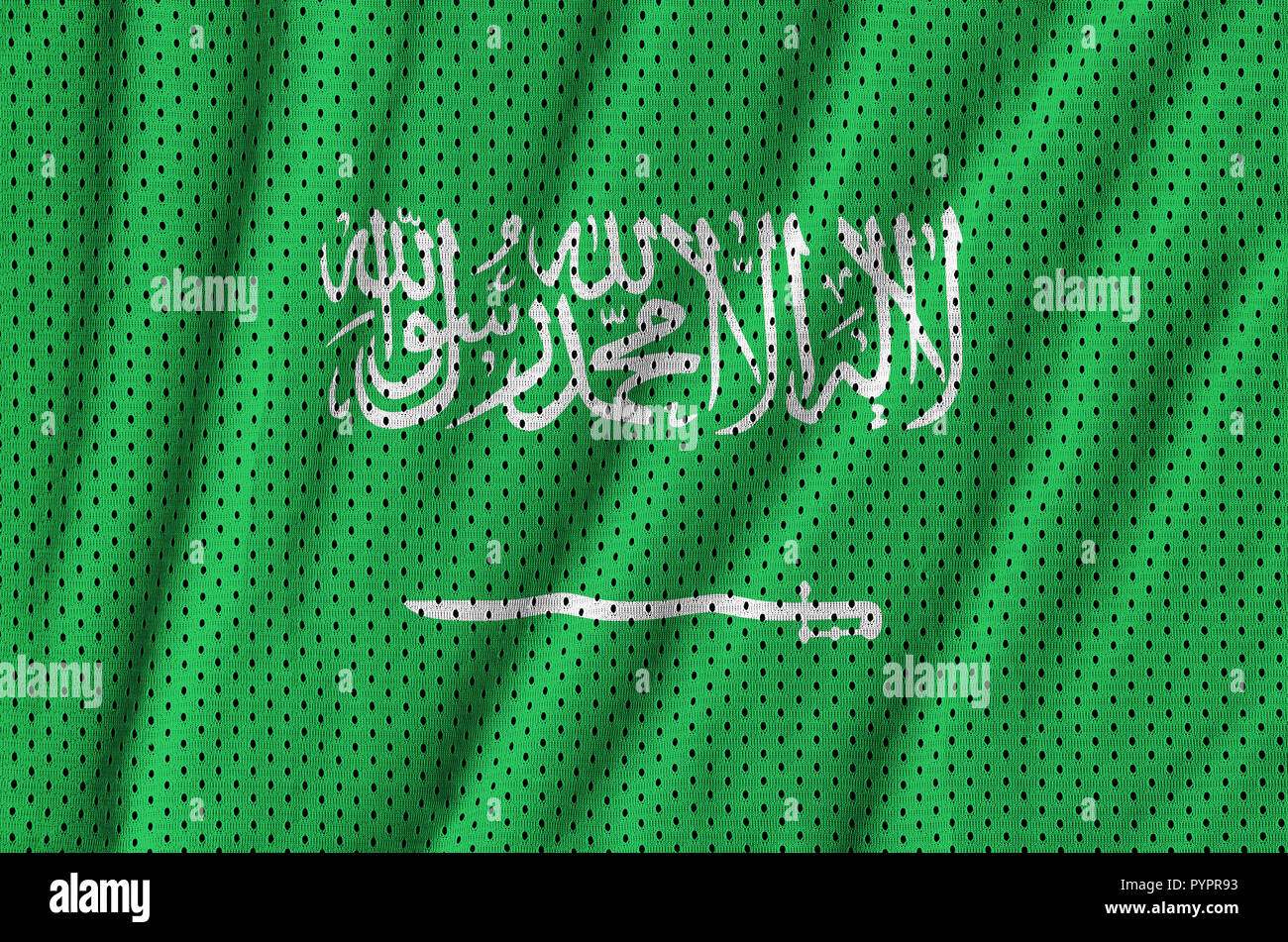 Saudi Arabia flag printed on a polyester nylon sportswear mesh fabric ...