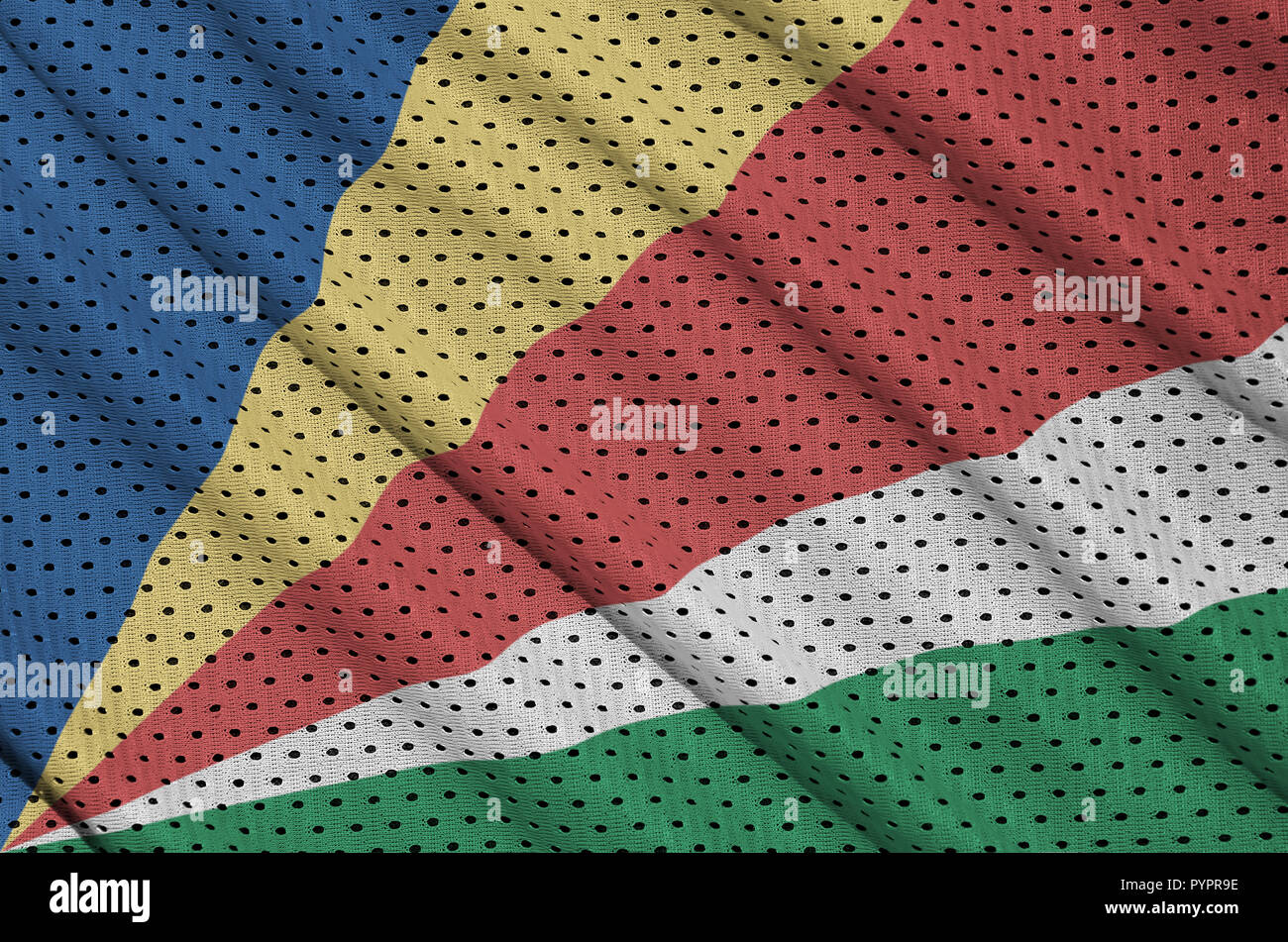 Seychelles flag printed on a polyester nylon sportswear mesh fabric ...