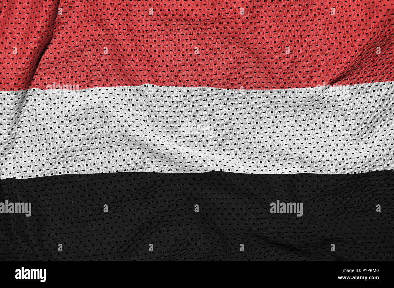 Yemen flag printed on a polyester nylon sportswear mesh fabric with ...