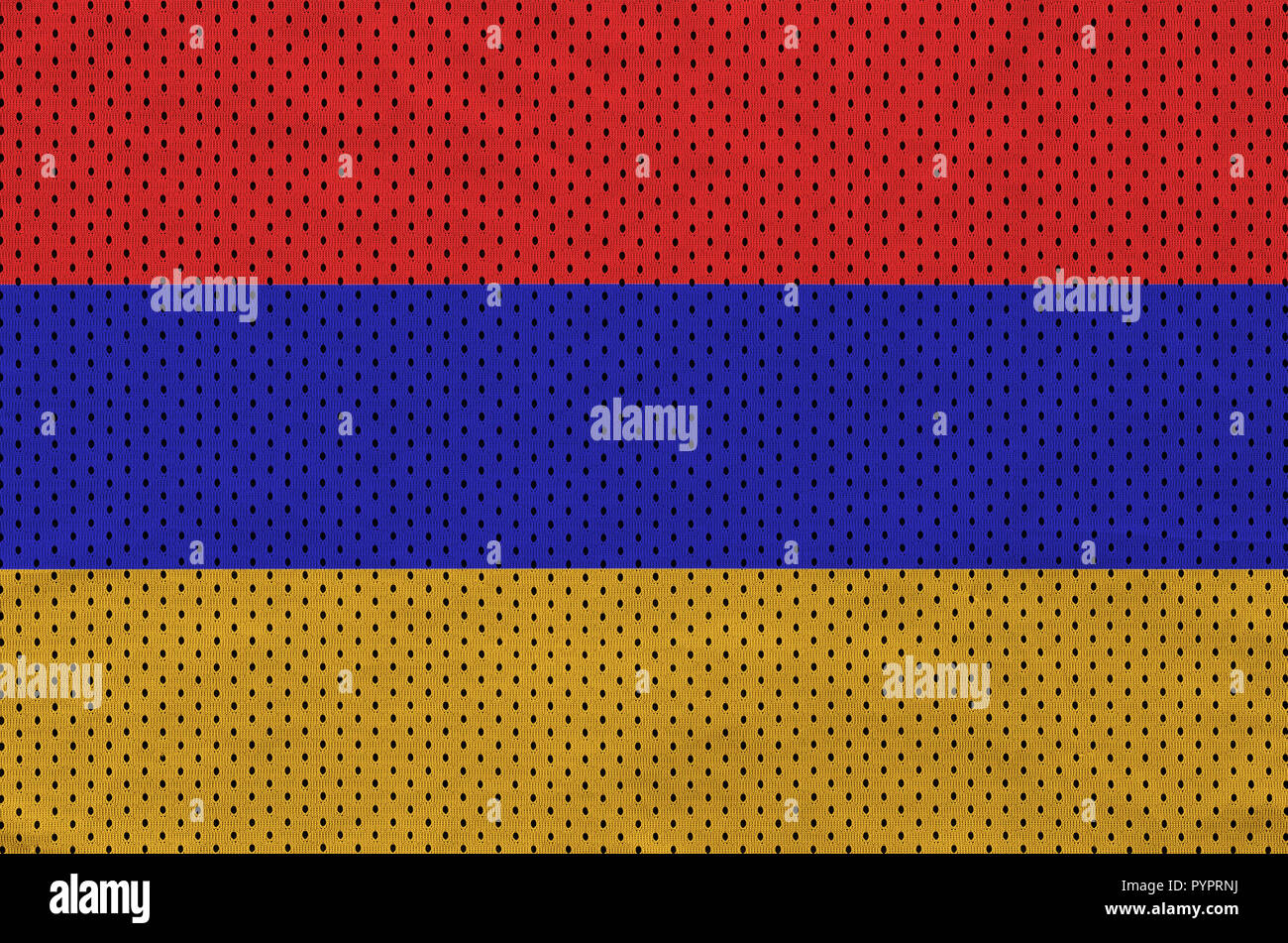 Armenia flag printed on a polyester nylon sportswear mesh fabric with ...