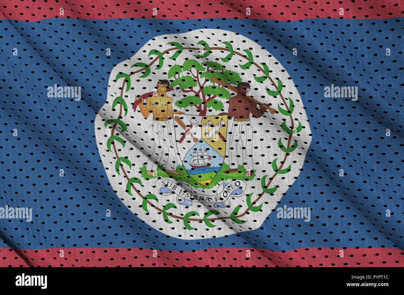 Belize flag printed on a polyester nylon sportswear mesh fabric with ...