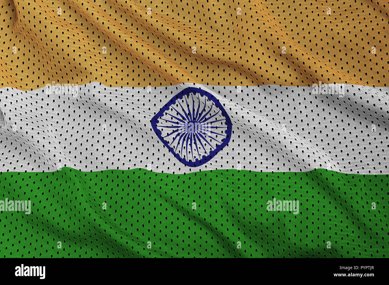 India flag printed on a polyester nylon sportswear mesh fabric with ...