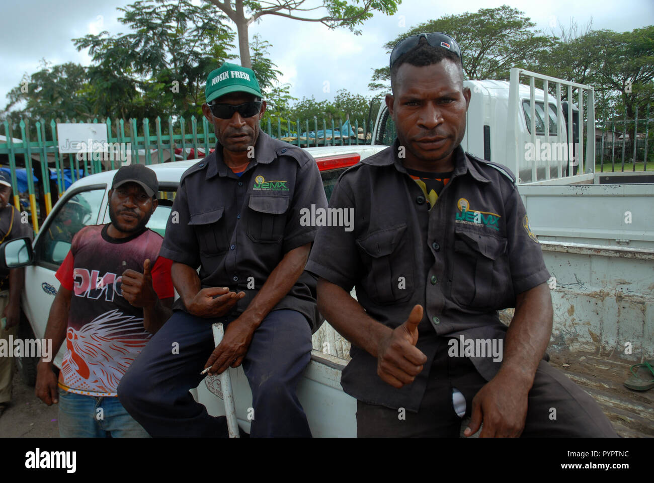 Security at Boroko market, Port Moresby, Papua New Guinea Stock Photo ...