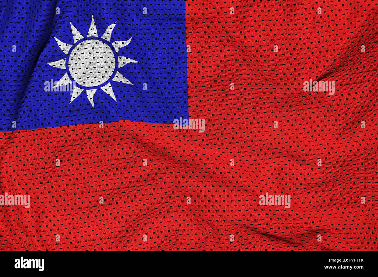 Taiwan flag printed on a polyester nylon sportswear mesh fabric with ...