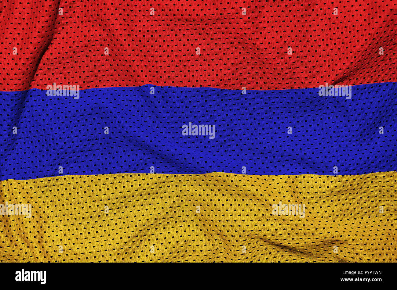 Armenia flag printed on a polyester nylon sportswear mesh fabric with ...