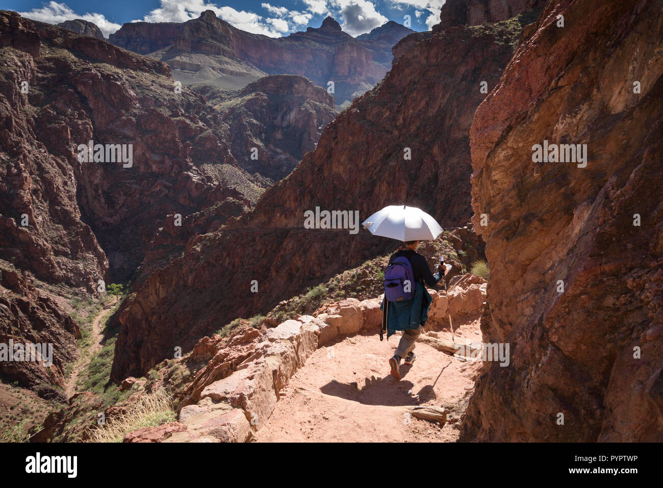 Hiking the Bright Angel Trail, Grand Canyon National Park, Arizona, USA ...