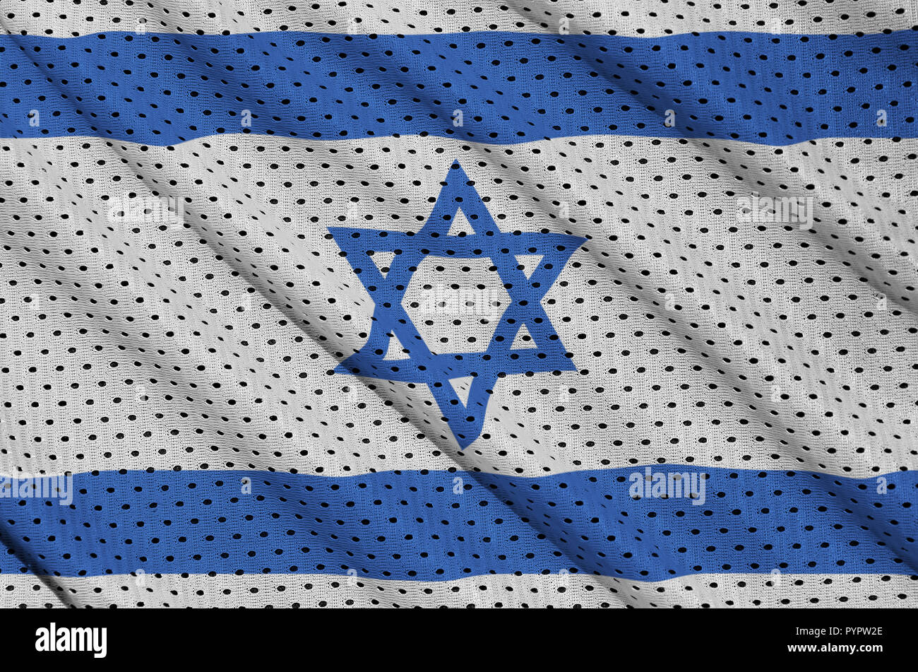 Israel flag printed on a polyester nylon sportswear mesh fabric with ...