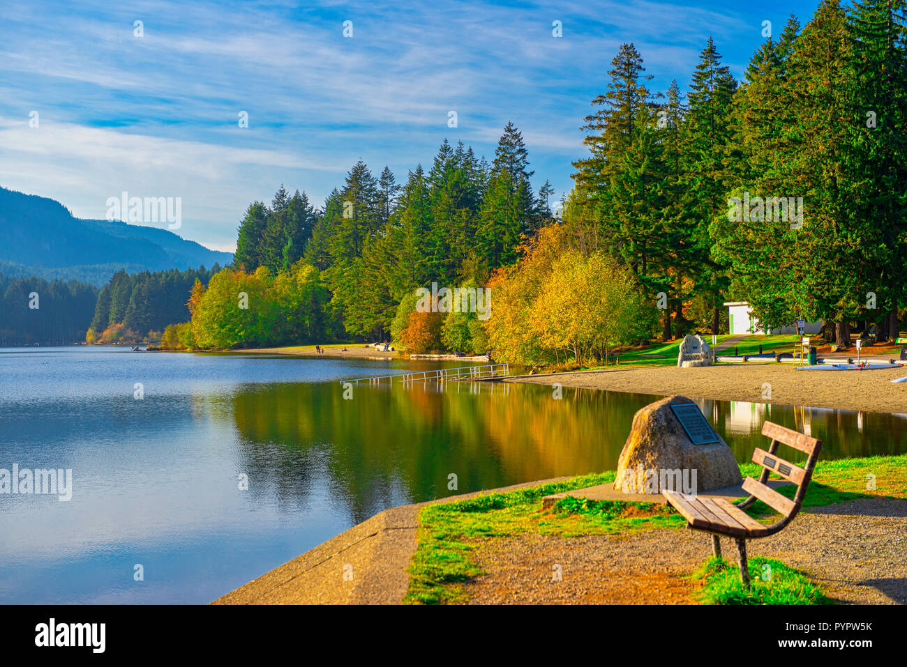 View of Westwood lake in Nanaimo during the fall, Vancouver Island ...
