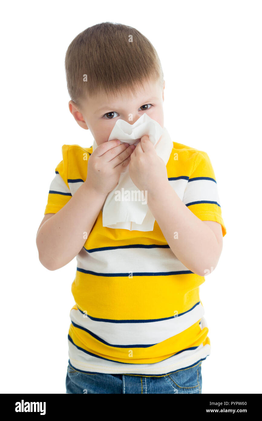 portrait of child boy wiping his nose Stock Photo - Alamy