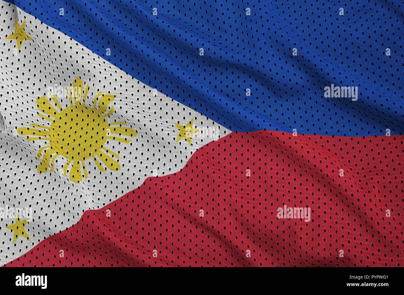 Philippines flag printed on a polyester nylon sportswear mesh fabric ...