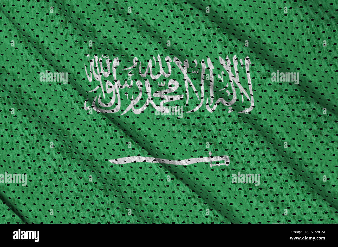 Saudi Arabia flag printed on a polyester nylon sportswear mesh fabric ...