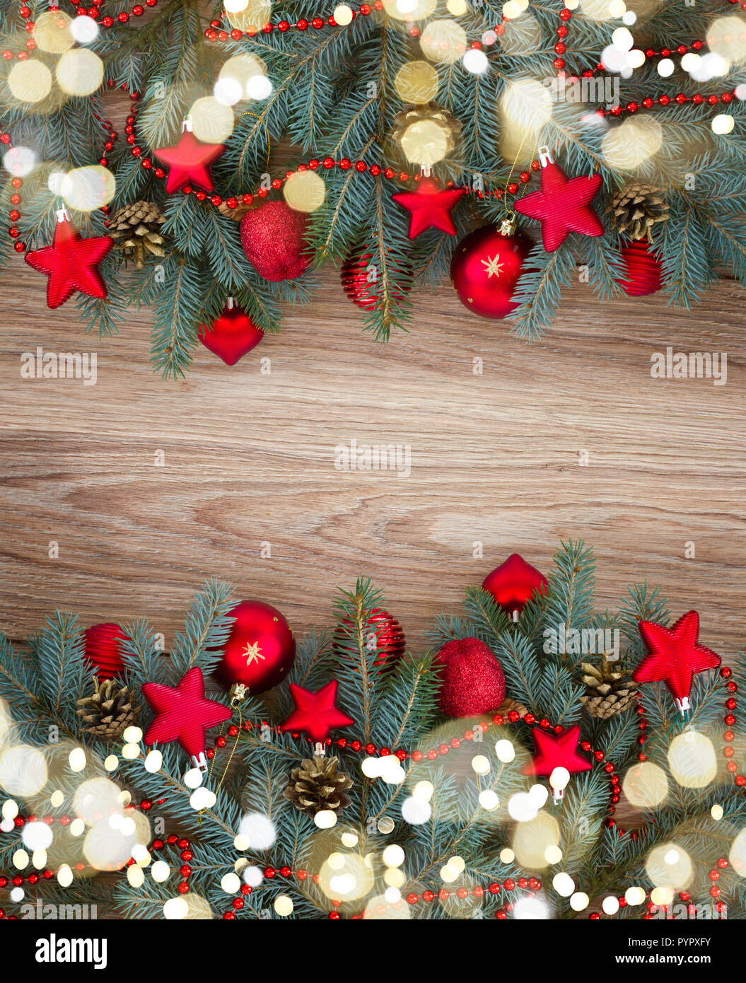 decorated fir tree border Stock Photo - Alamy