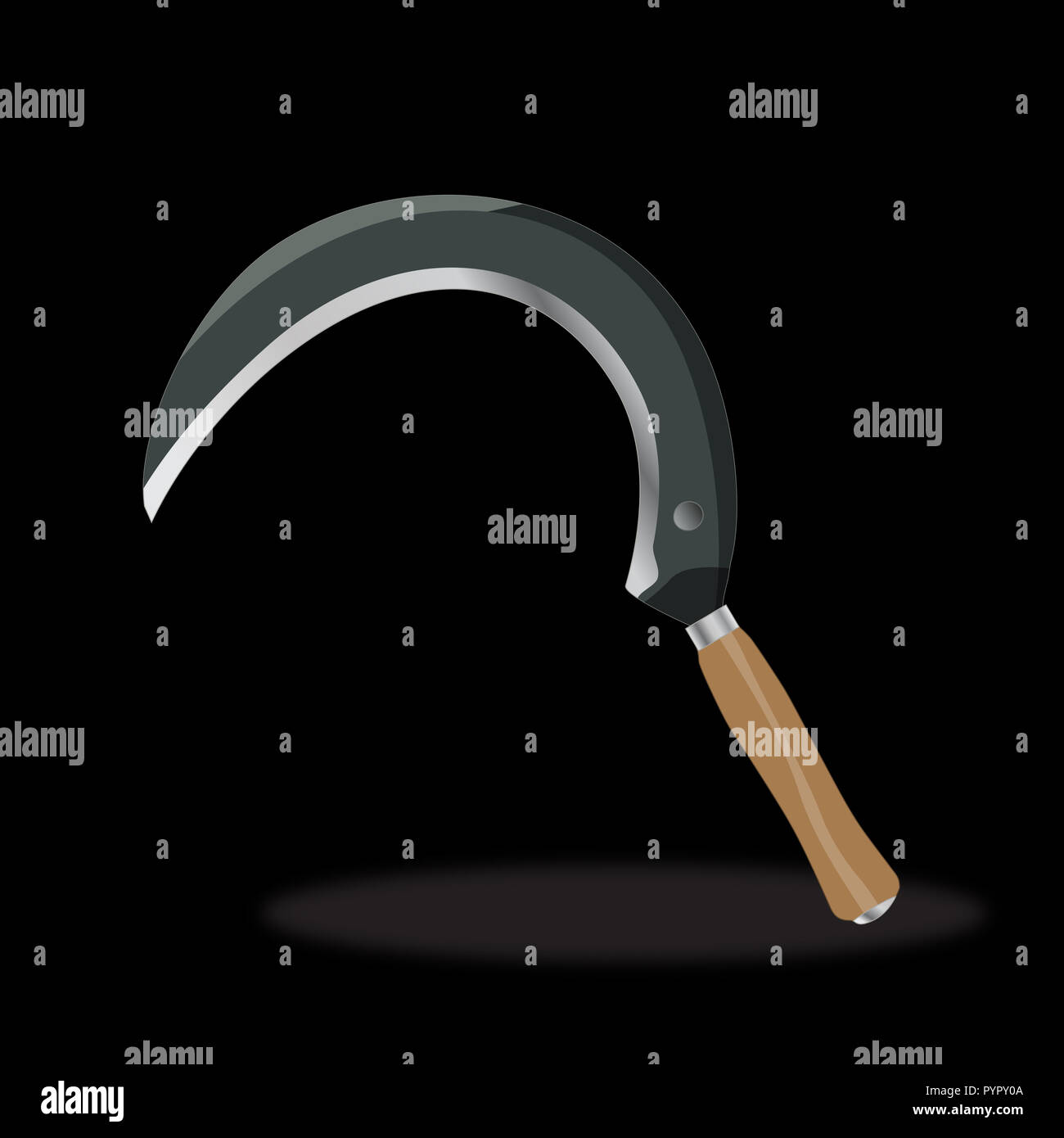 Metal Sickle with a Wooden Handle Vector Symbol Icon Design ...