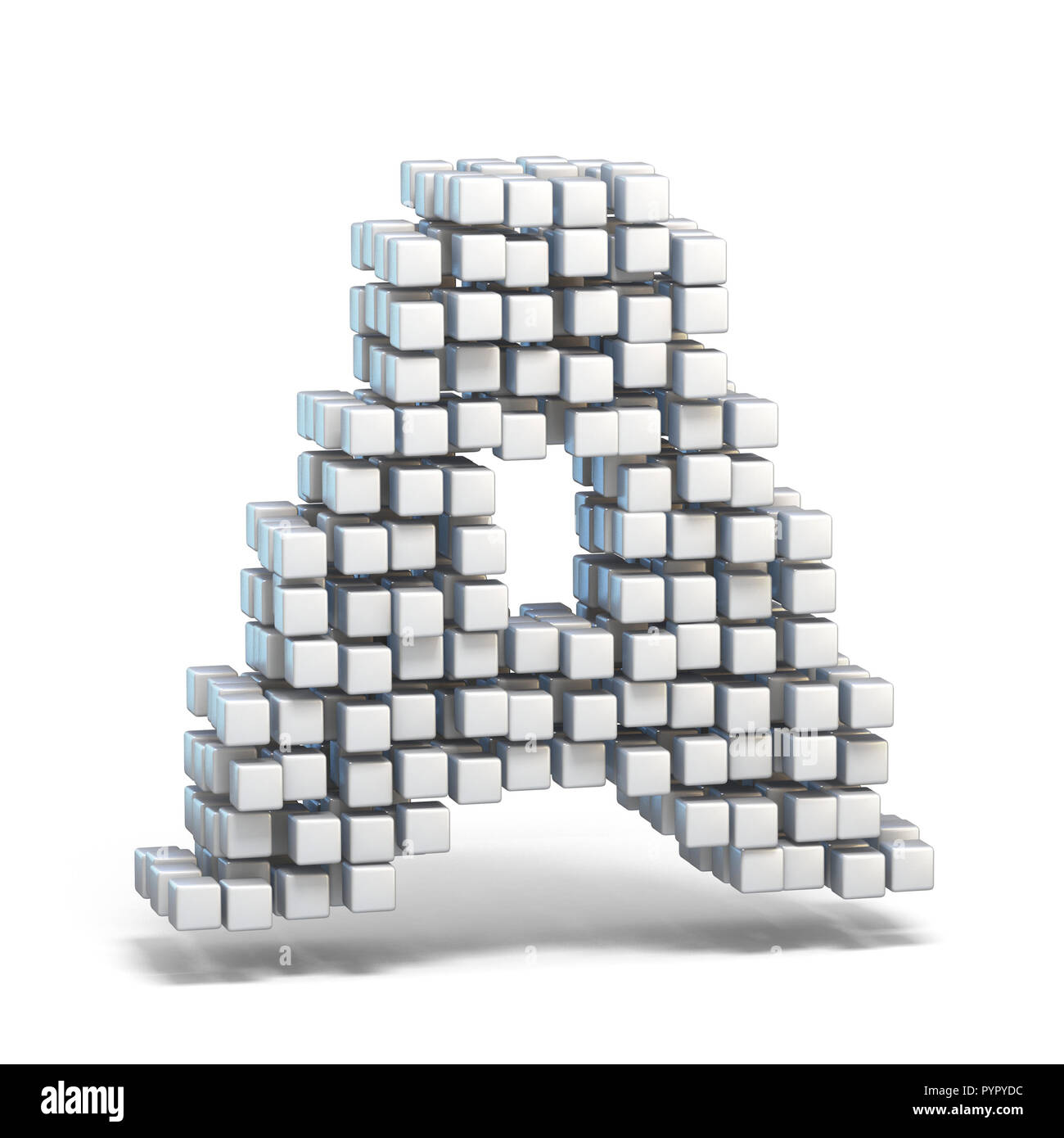 White voxel cubes font Letter A 3D render illustration isolated on ...