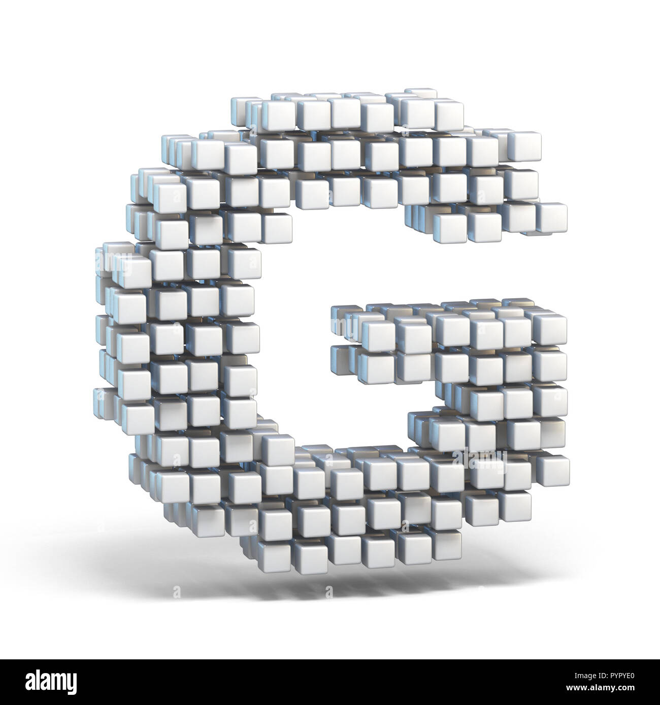 White voxel cubes font Letter G 3D render illustration isolated on ...