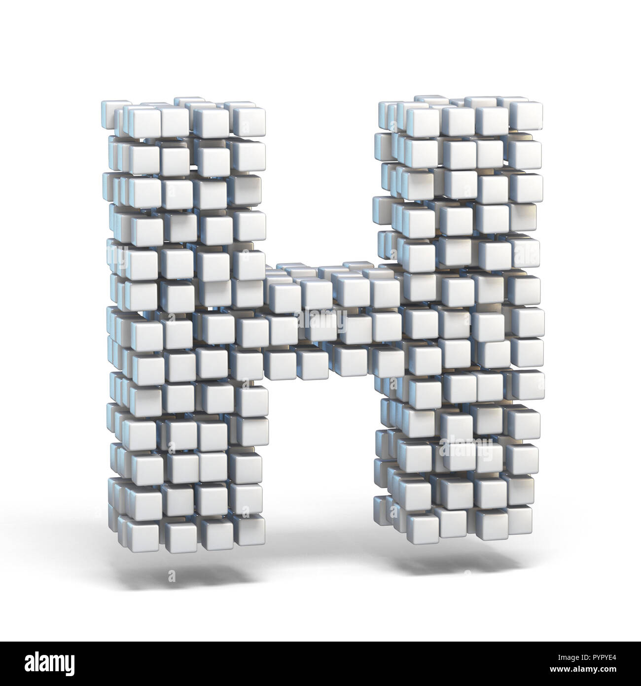 White voxel cubes font Letter H 3D render illustration isolated on ...