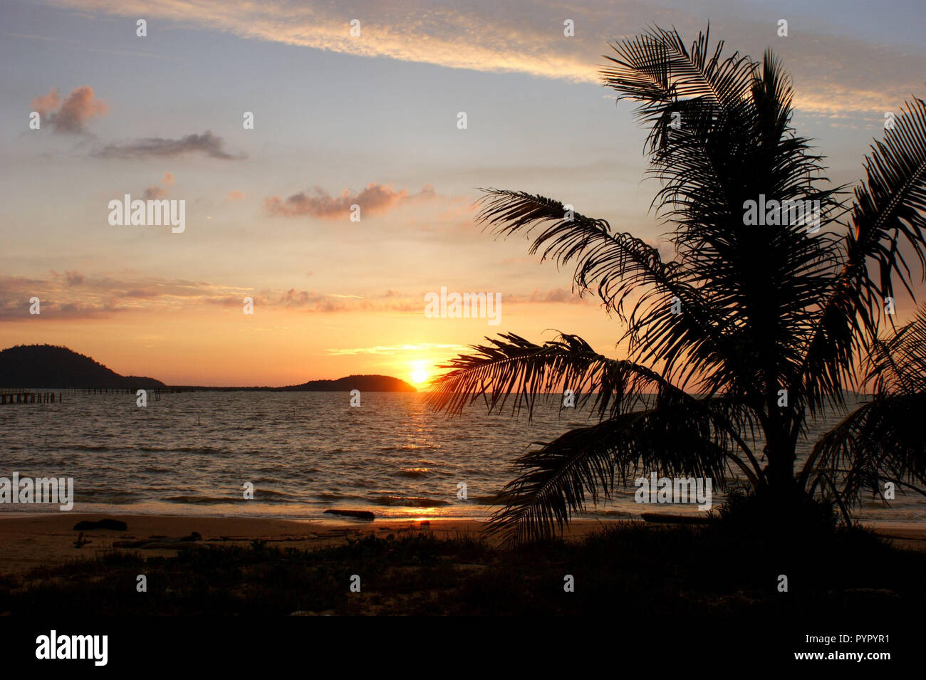 Sunset at Pantai Kijing Beach, Mempawah, West Kalimantan, Indonesia ...