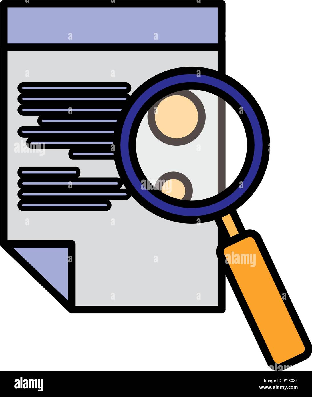 paper document with magnifying glass vector illustration design Stock ...