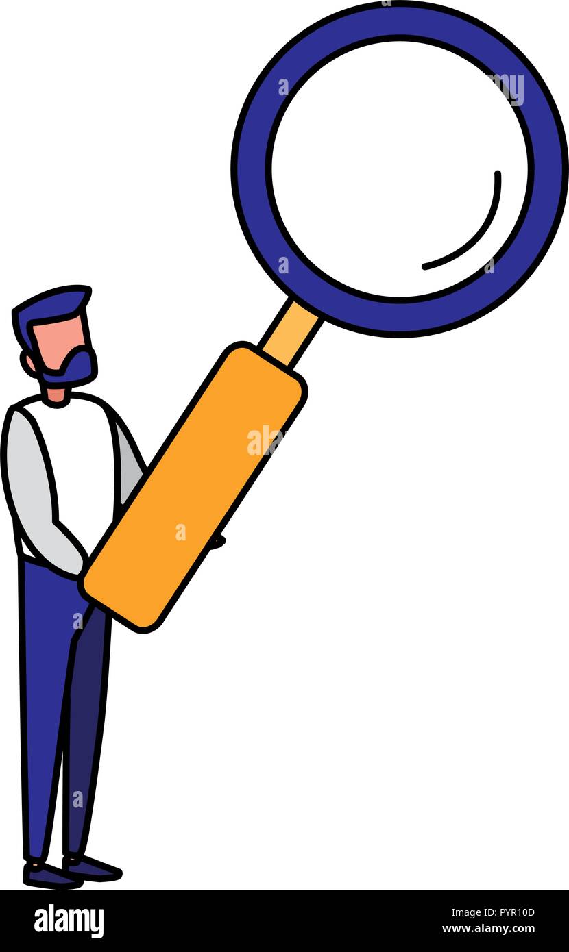 young man with magnifying glass vector illustration design Stock Vector ...