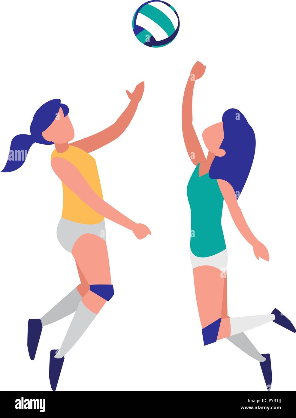 young girls playing volleyball vector illustration design Stock Vector ...