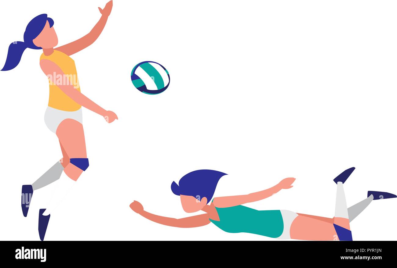 young girls playing volleyball vector illustration design Stock Vector ...