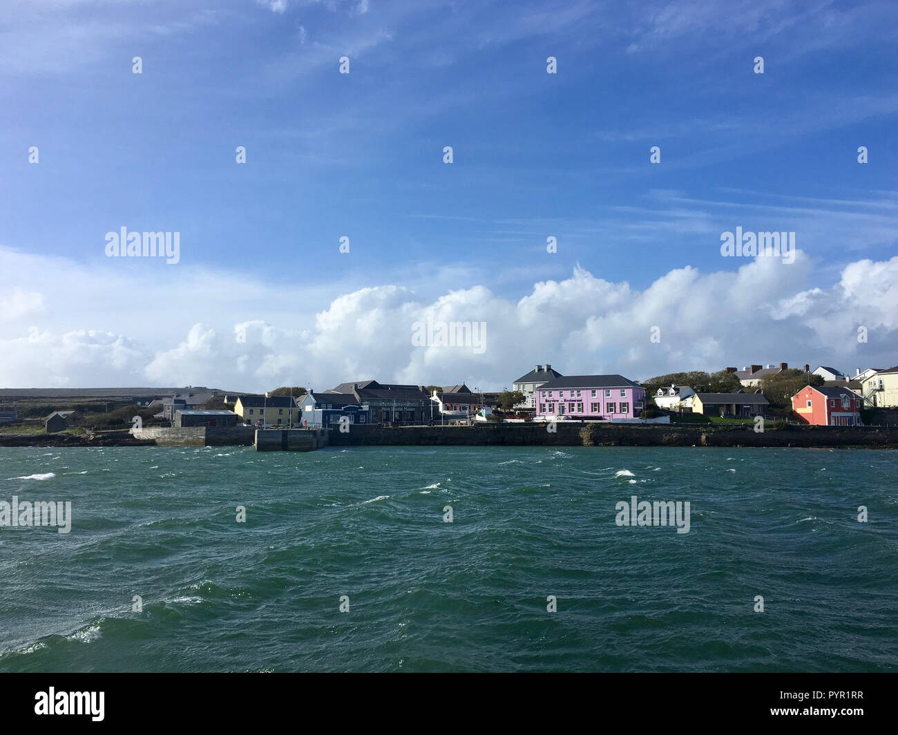 Kilronan, Inishmore, Ireland. 19 September, 2018. View of the coastline ...