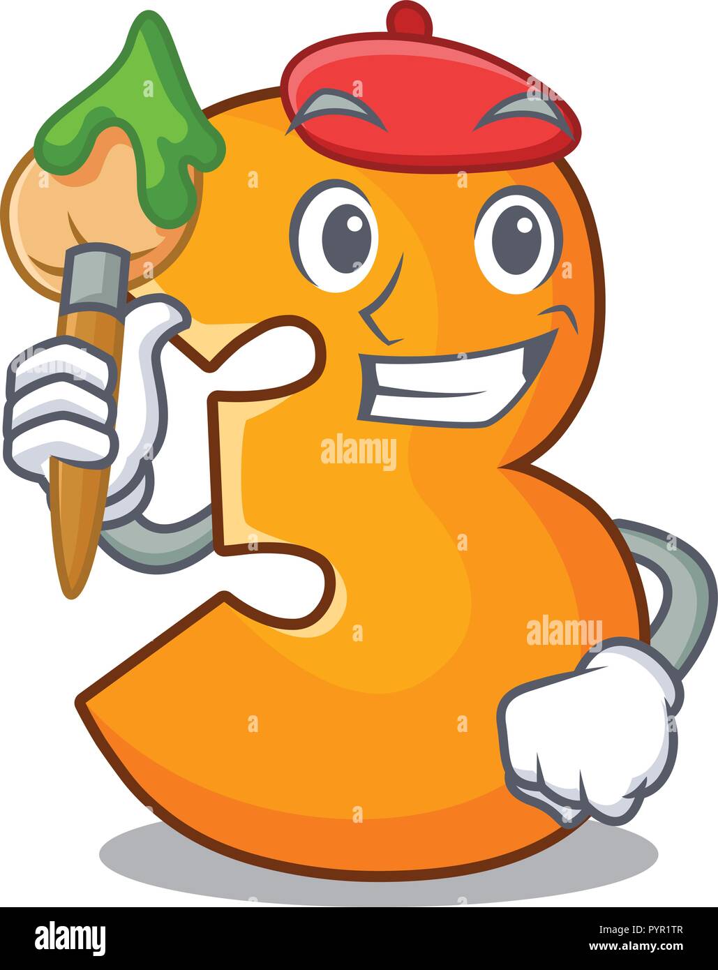 Artist character paper cut number three letter Stock Vector Image & Art ...