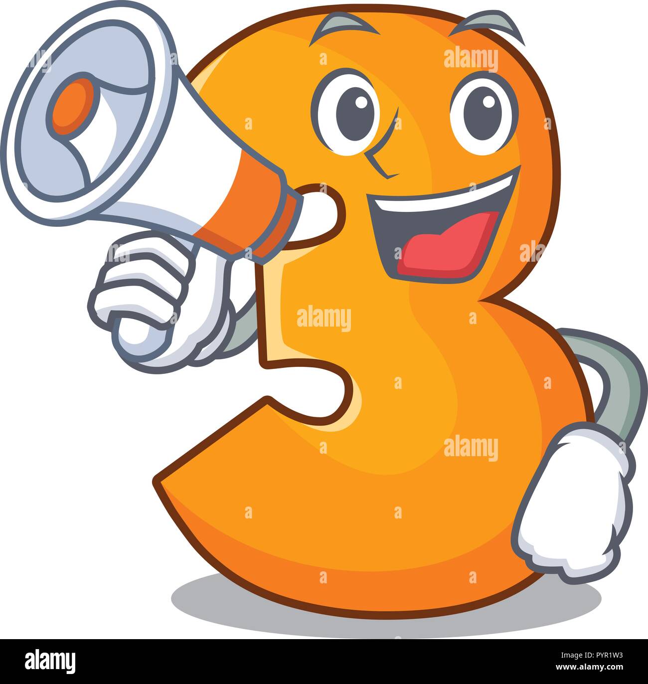 With megaphone character paper cut number three letter Stock Vector ...