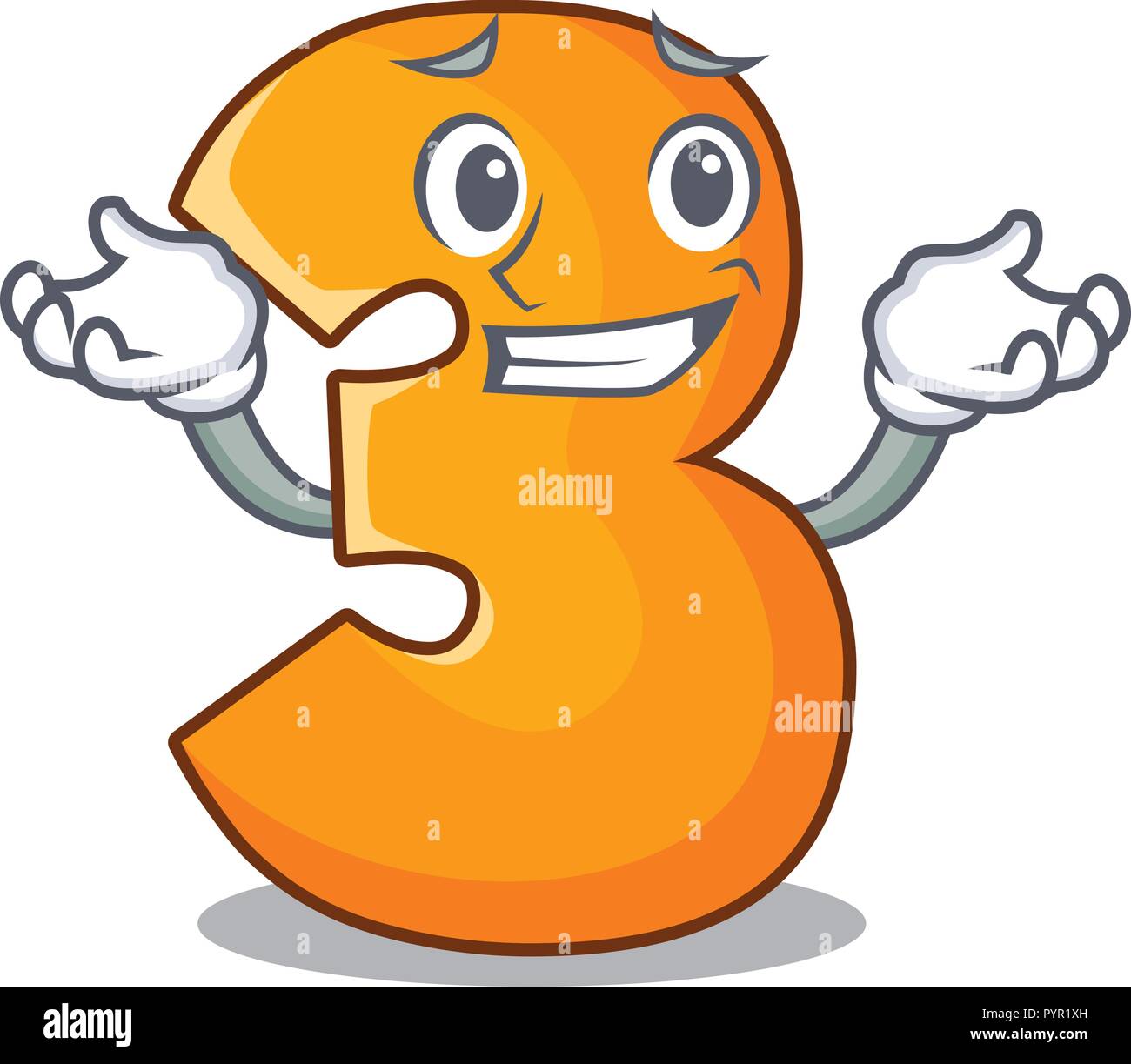 Grinning cartoon number three on the wall Stock Vector Image & Art - Alamy
