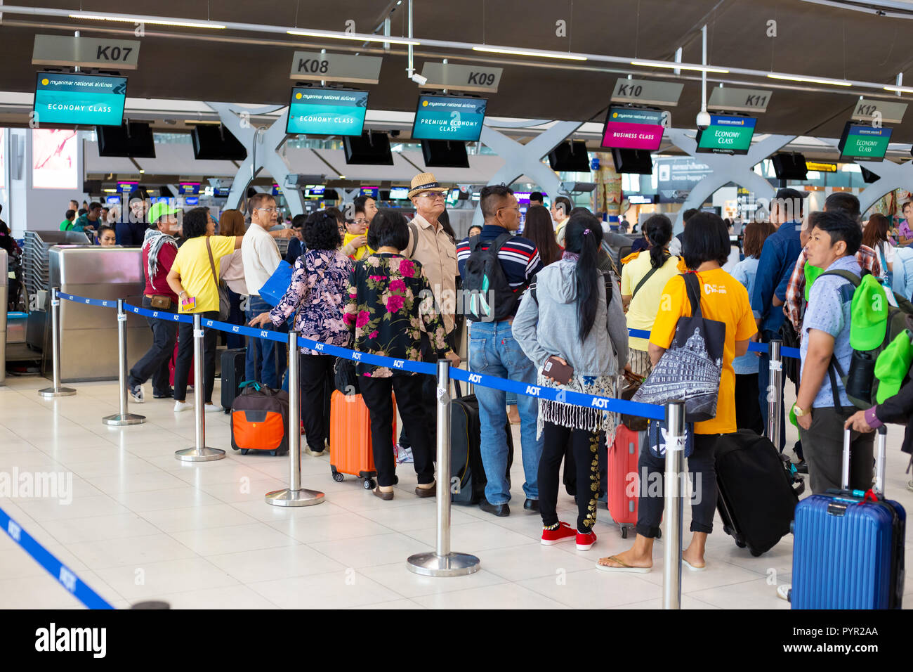 Bangkok, Thailand - 21 July 2018 - Asian tourists wait in line at ...