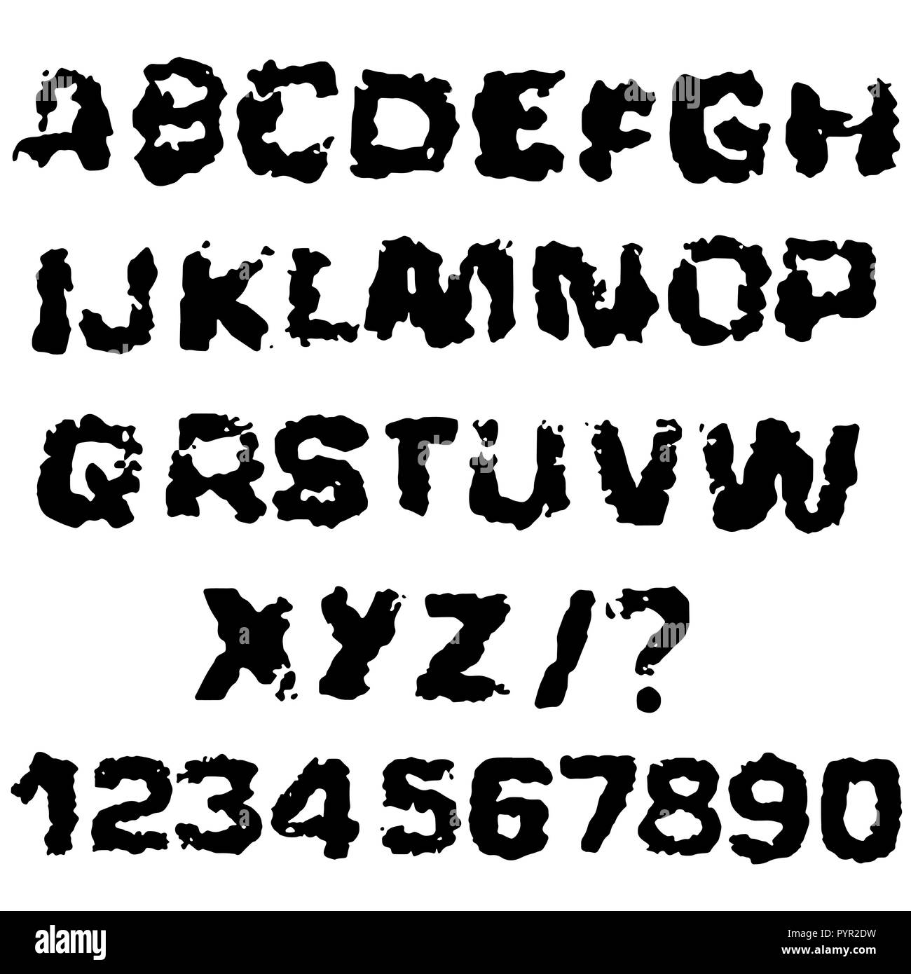 Distressed grunge alphabet. Stamp ink font. Vector illustration Stock ...