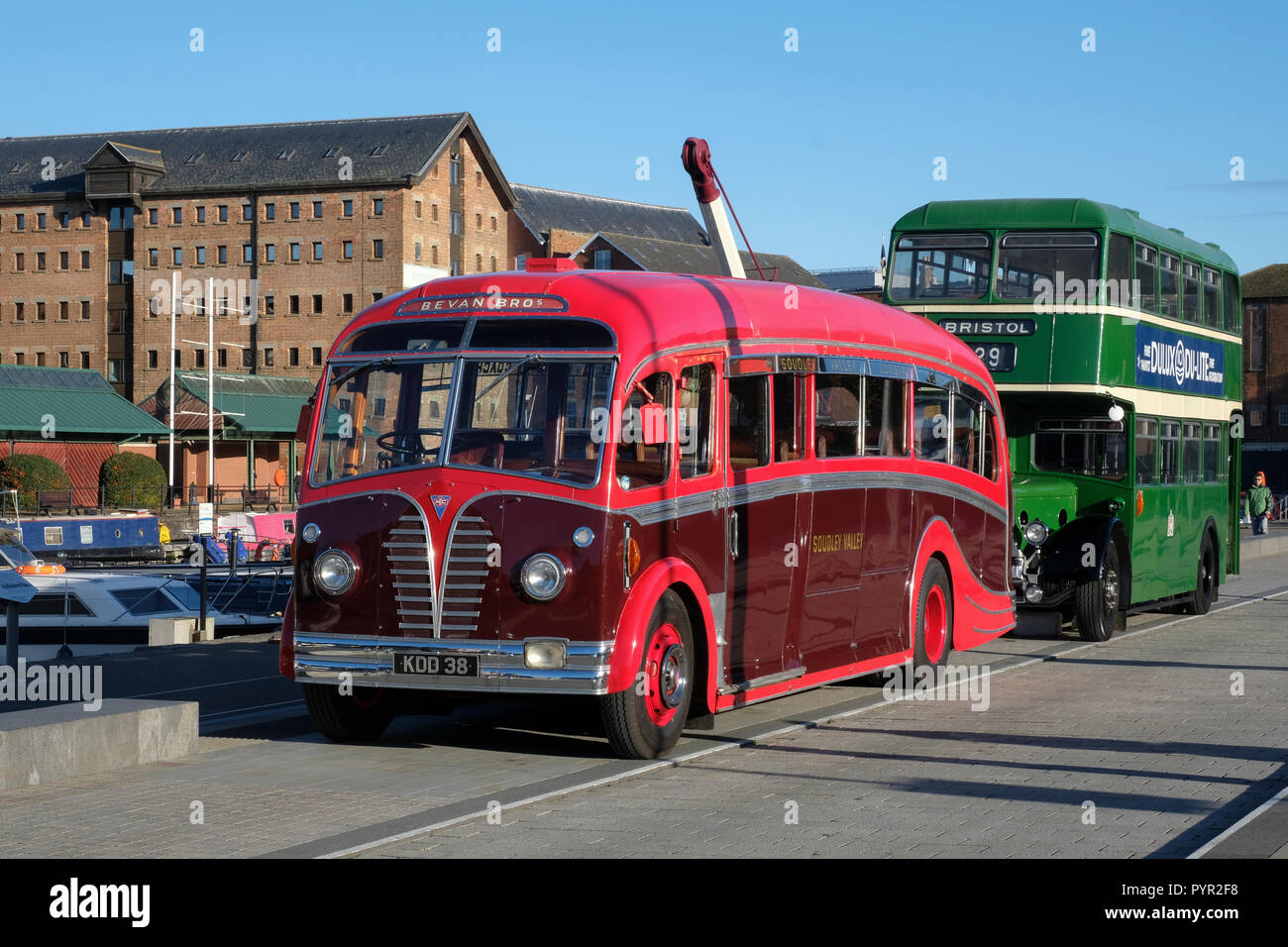 Soudley Valley coach in a parade of classic buses at Gloucester Docks ...