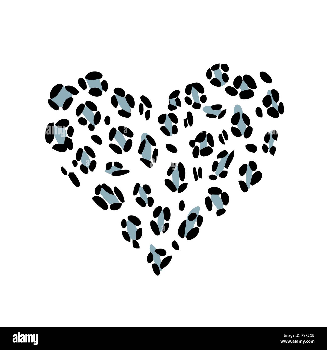 Leopard blue print skin in the shape of a heart. Vector illustration ...
