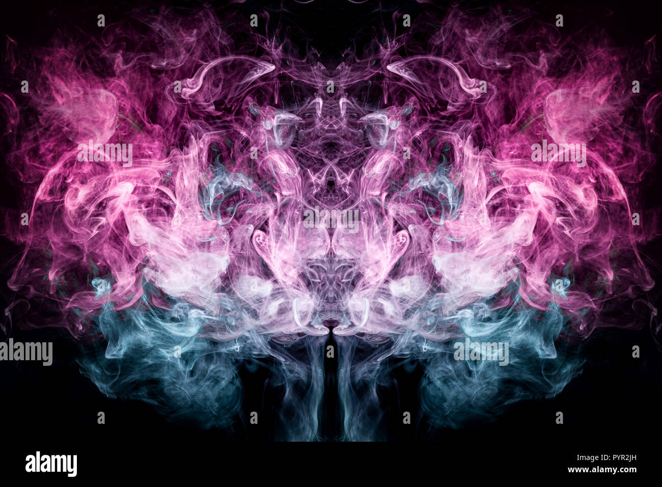 Fluffy Puffs blue and pink smoke and Fog in the form of a skull ...