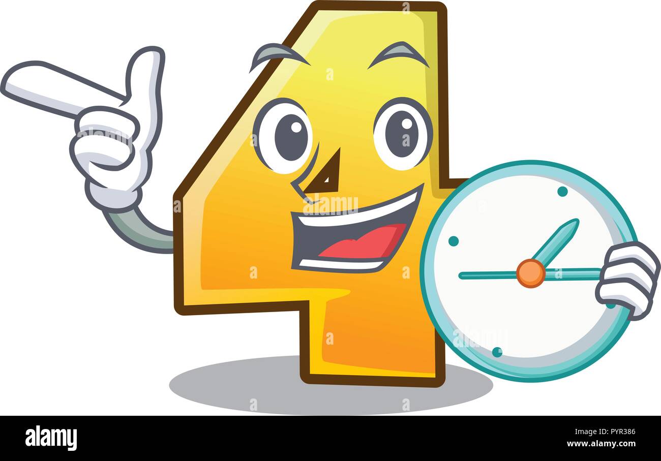 With clock cartoon fence with the number four Stock Vector Image & Art ...