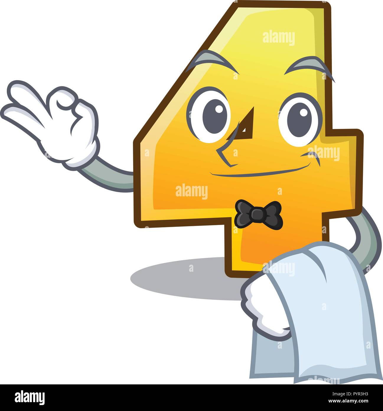 Waiter cartoon the house number four figure Stock Vector Image & Art ...