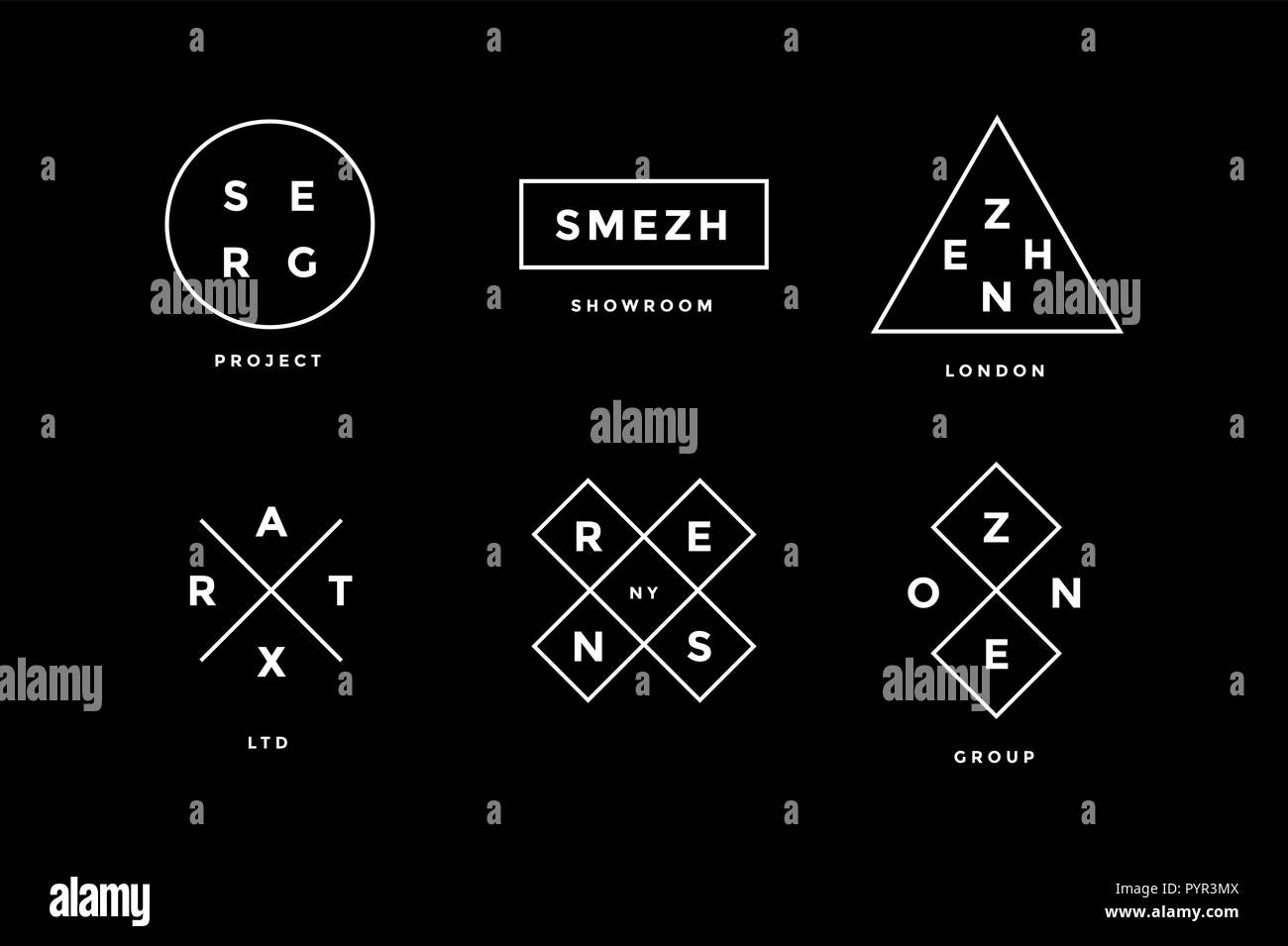 Line logo set. Set of simle line logo in modern minimal style Stock ...