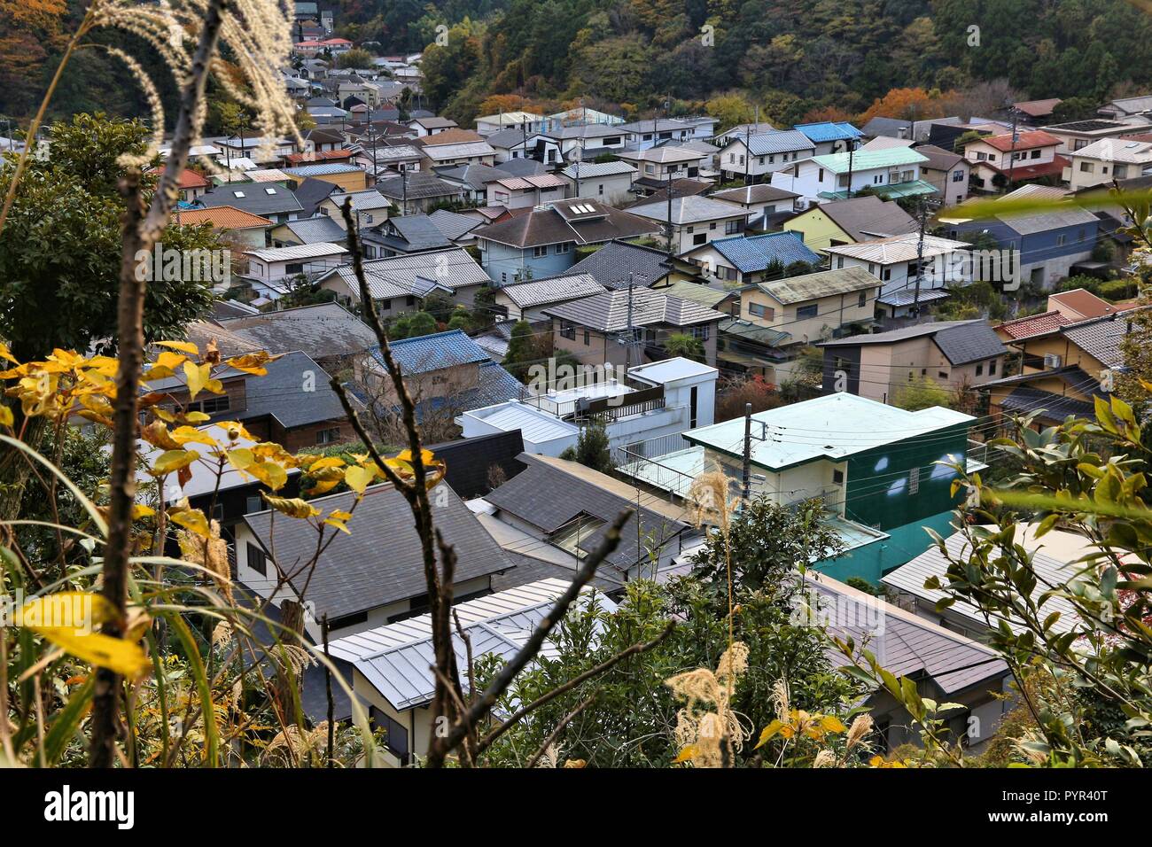 Kamakura town, Japan. Townscape view with residential architecture ...