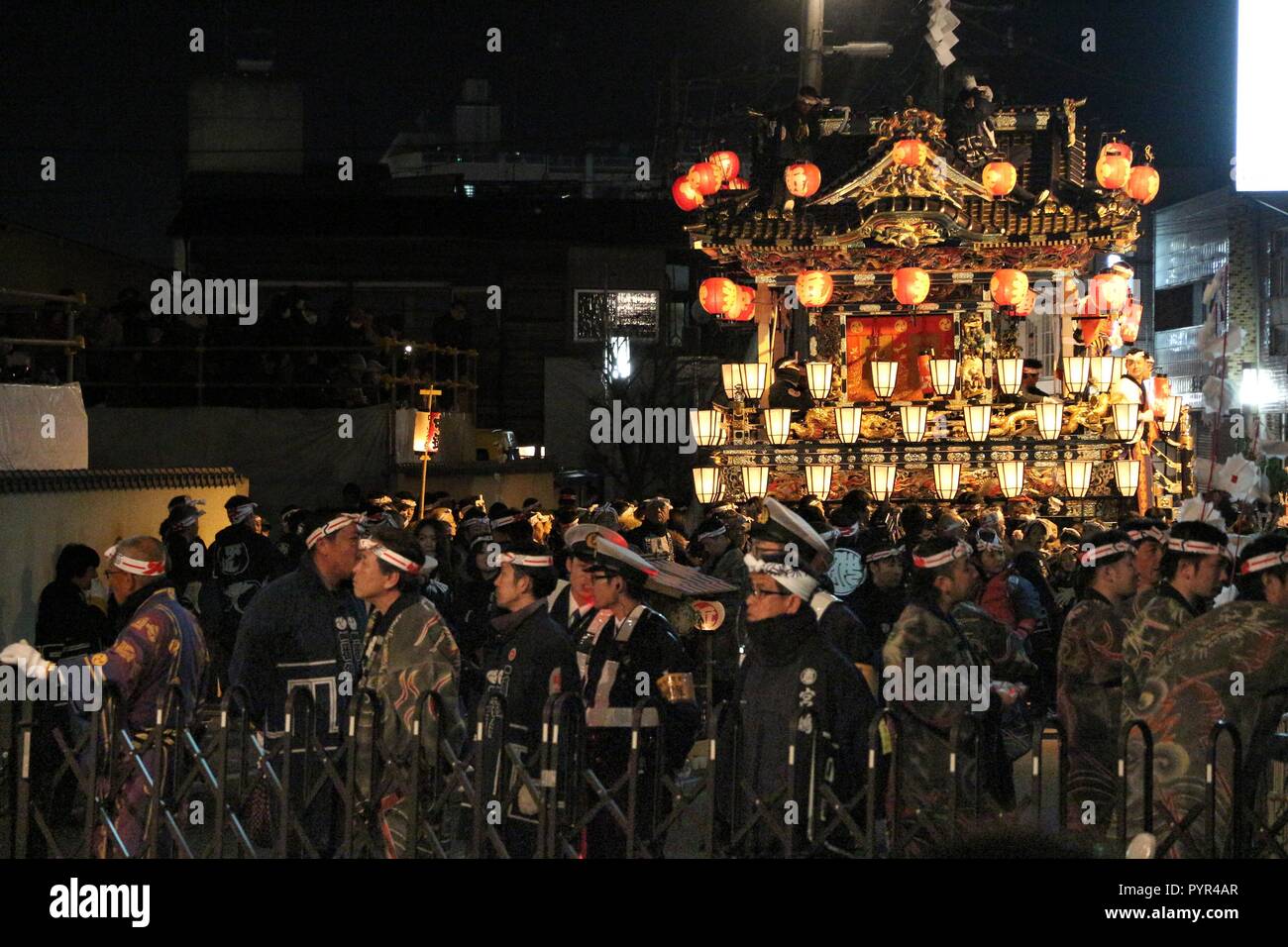 CHICHIBU, JAPAN - DECEMBER 3, 2016: Parade float is pulled at Chichibu ...