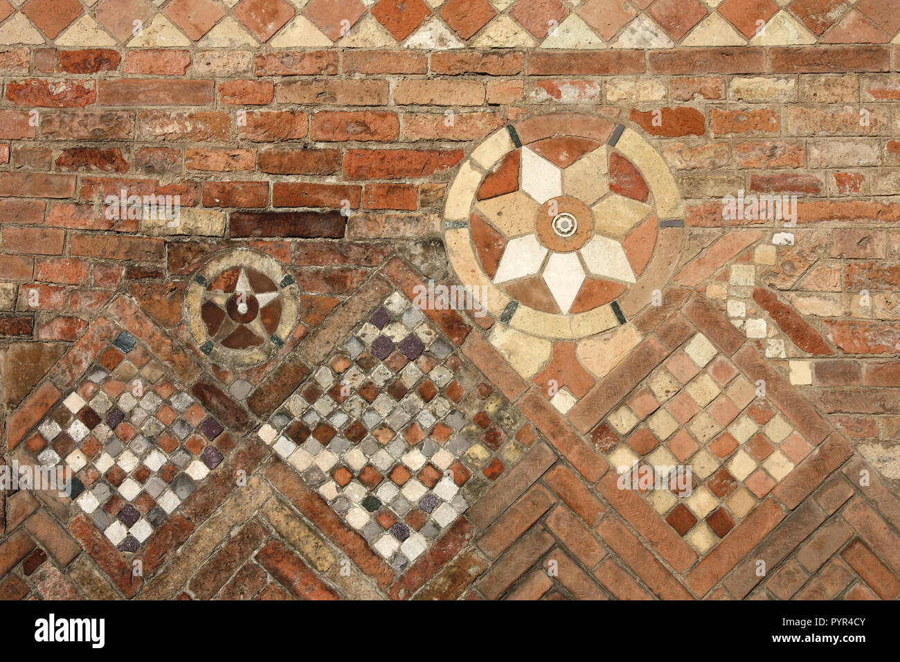 Brick mosaic in Basilica Santa Maria dei Servi, Bologna, Italy Stock ...