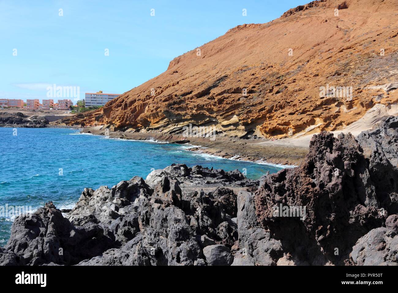 Tenerife, Canary Islands, Spain - beautiful sandstone coast of Playa ...