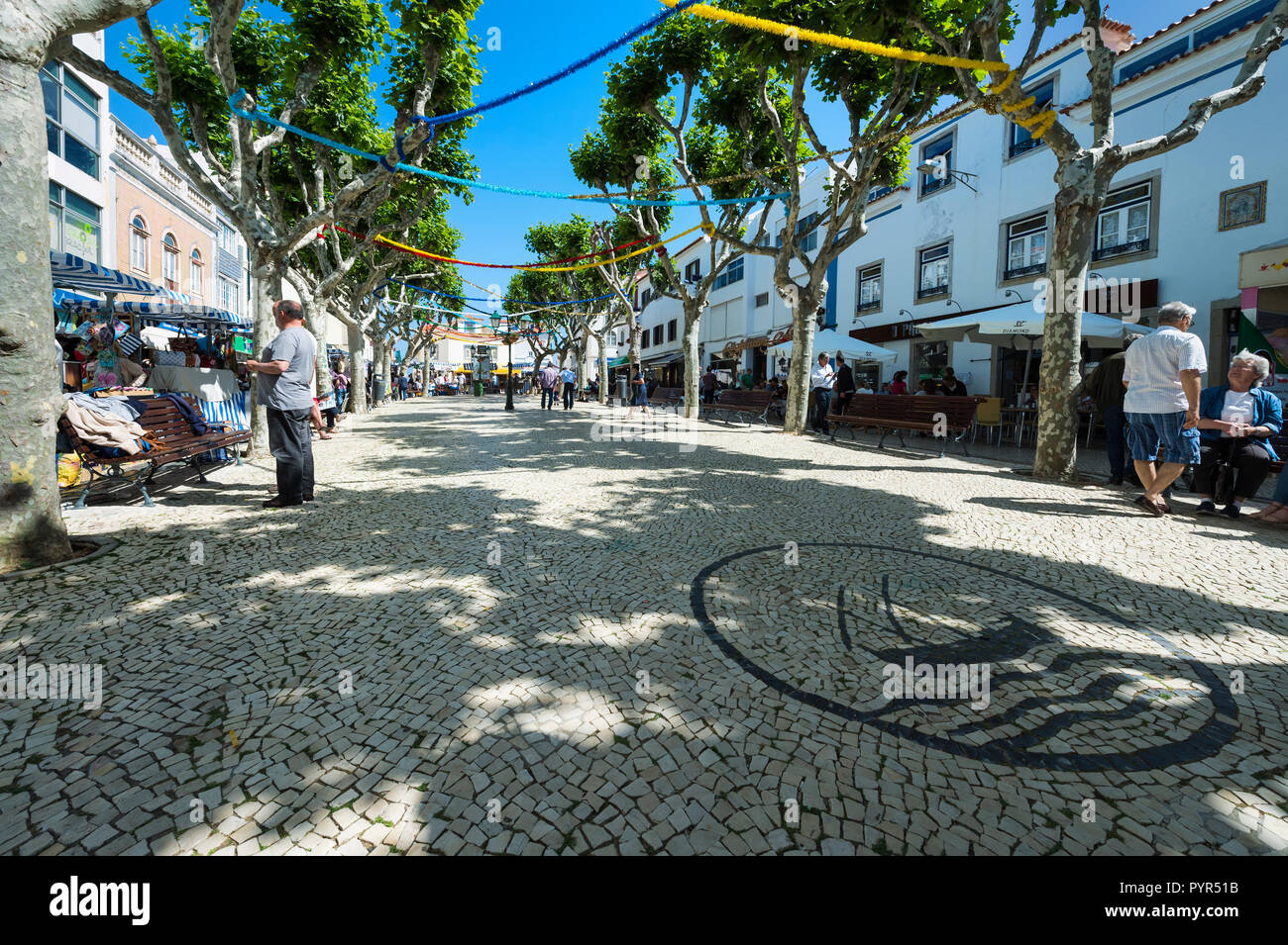 Republic Square, Ericeira city center, Lisbon Coast, Portugal Stock ...