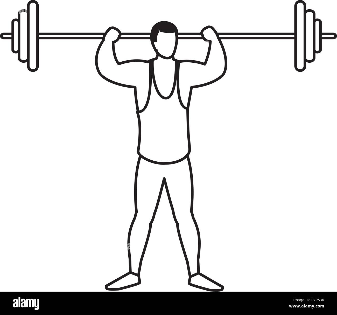 man lifting weights over white background, vector illustration Stock ...