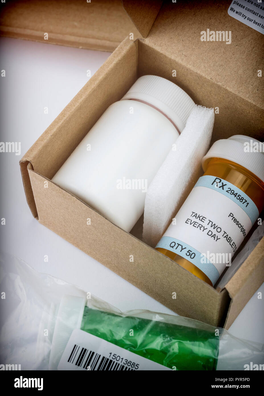 box with medicines in interior under prescipcion medical, conceptual ...