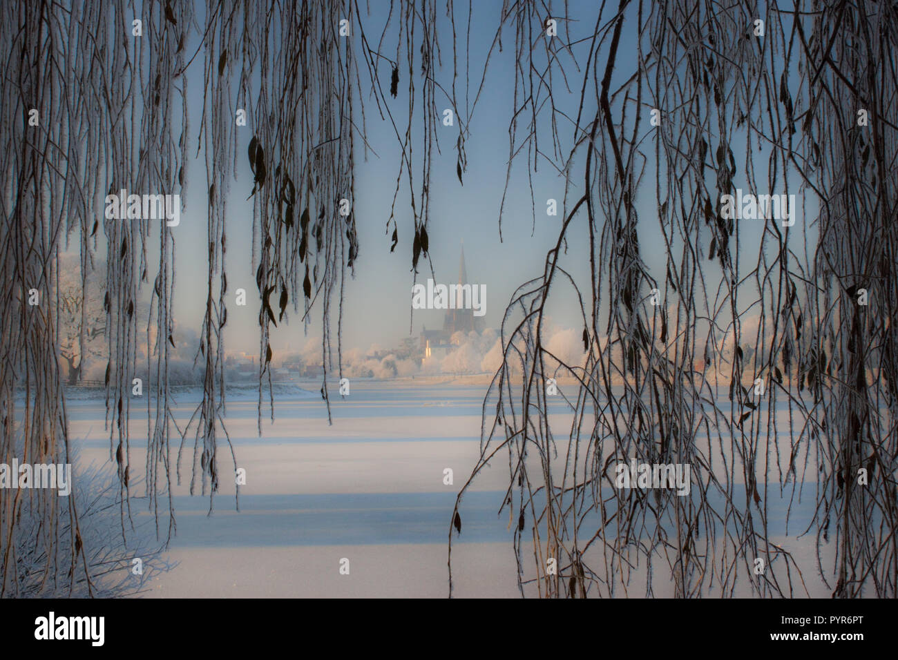 Winter scene near Lichfield Cathedral, Staffordshire, England Stock ...